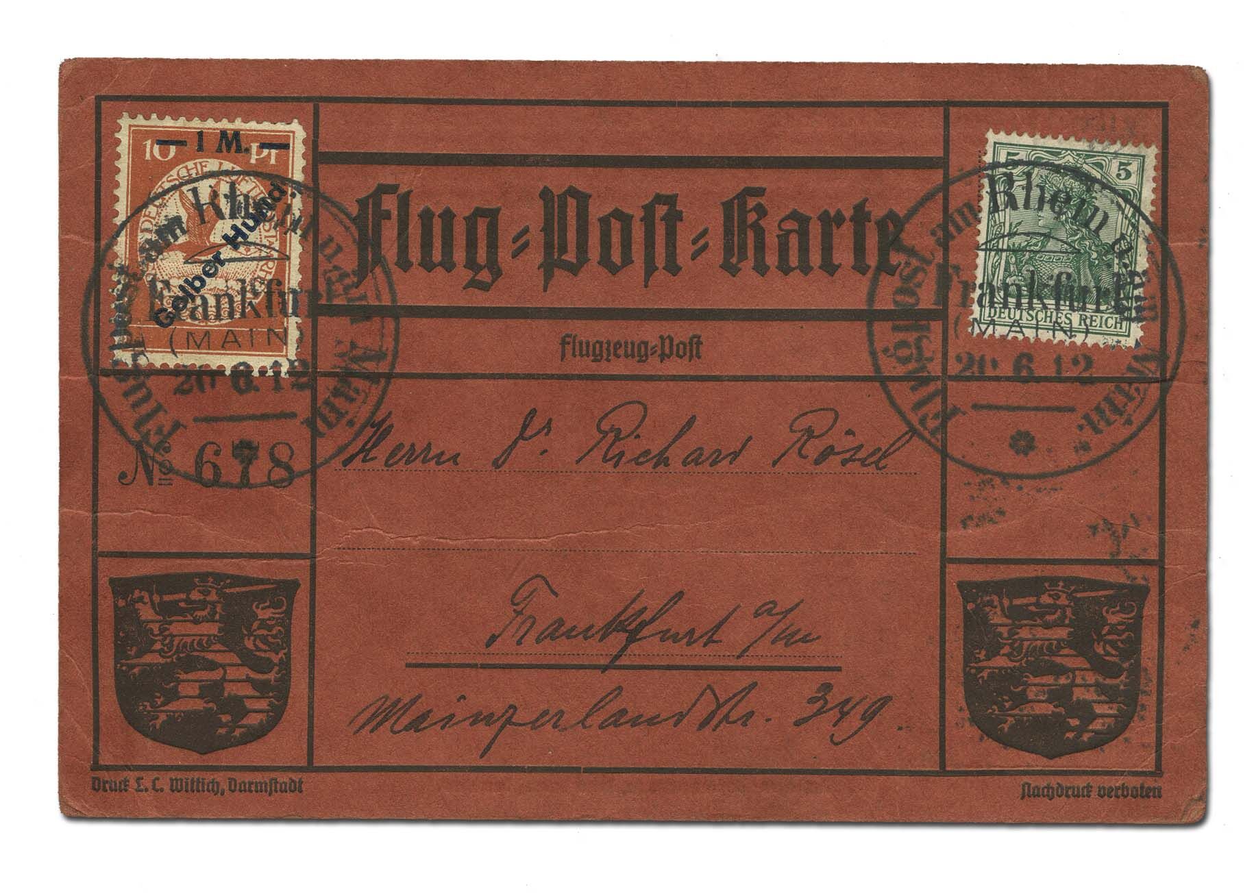 Flug- und Zeppelinpost Flugpost Deutsches Reich Stamp Auctions